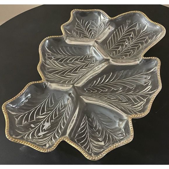 unsure | Dining | Vintage Leafshapedrelish Traydivided Dish | Poshmark